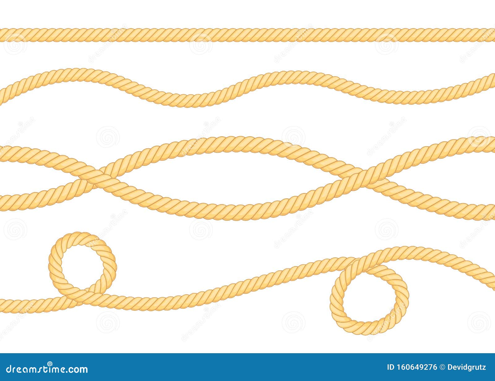 Set of Different Thickness Ropes Isolated on White. Vector Illustration ...