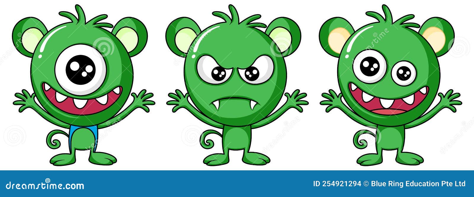 Set of Different Three Monsters Stock Vector - Illustration of ...