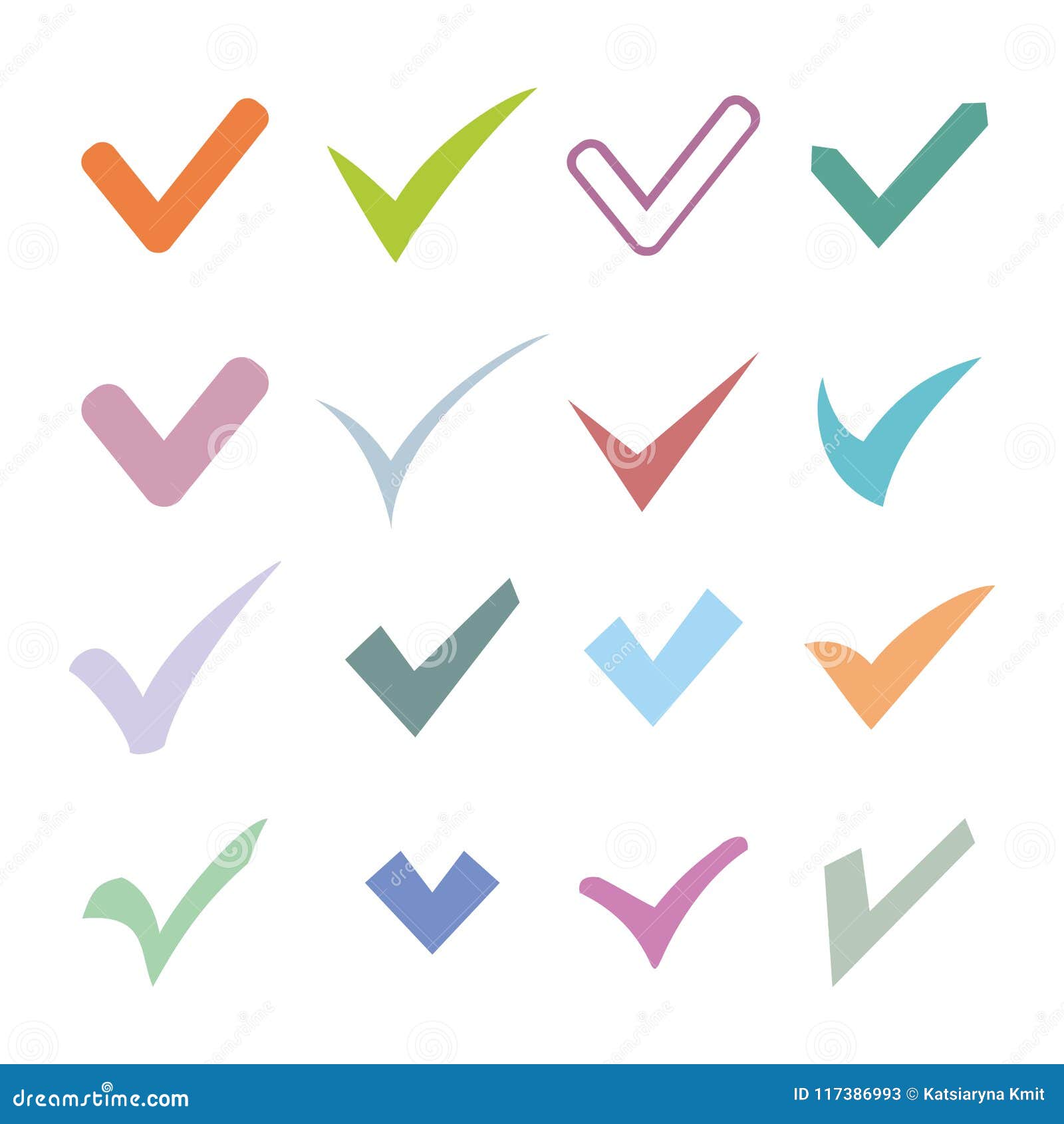 Set of Different Ticks or Check Marks. Stock Vector - Illustration of ...