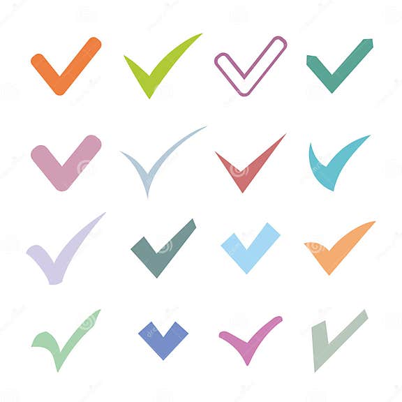 Set of Different Ticks or Check Marks. Stock Vector - Illustration of ...