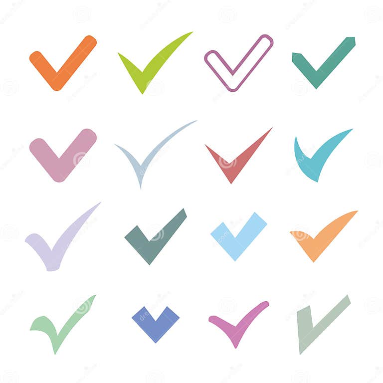 Set of Different Ticks or Check Marks. Stock Vector - Illustration of ...