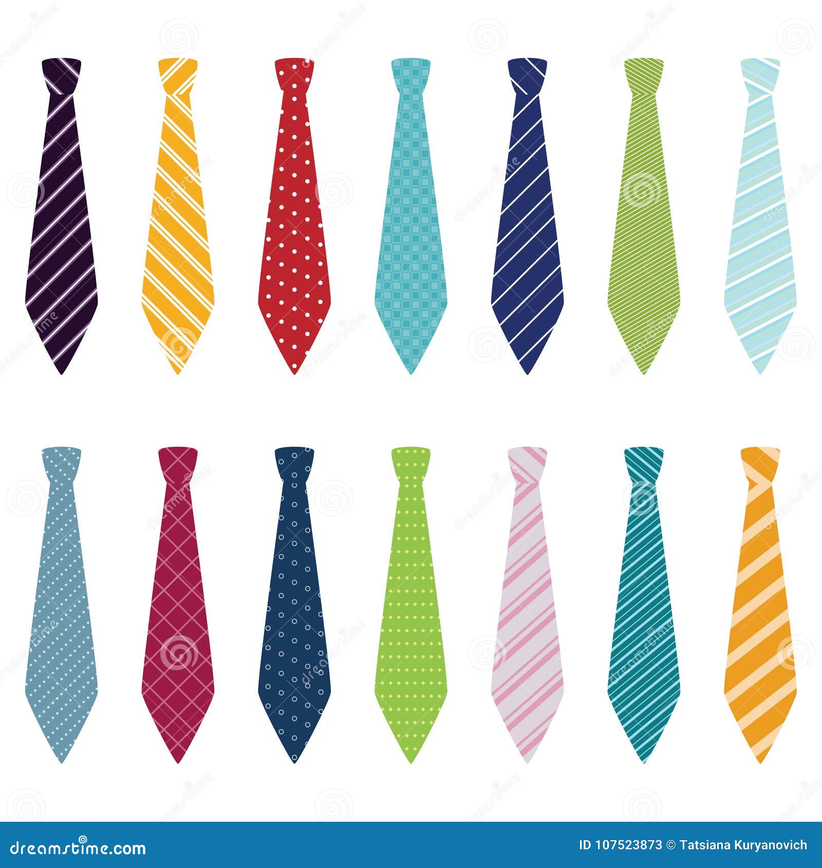 Set of Different Ties, Vector Illustration Stock Vector - Illustration ...