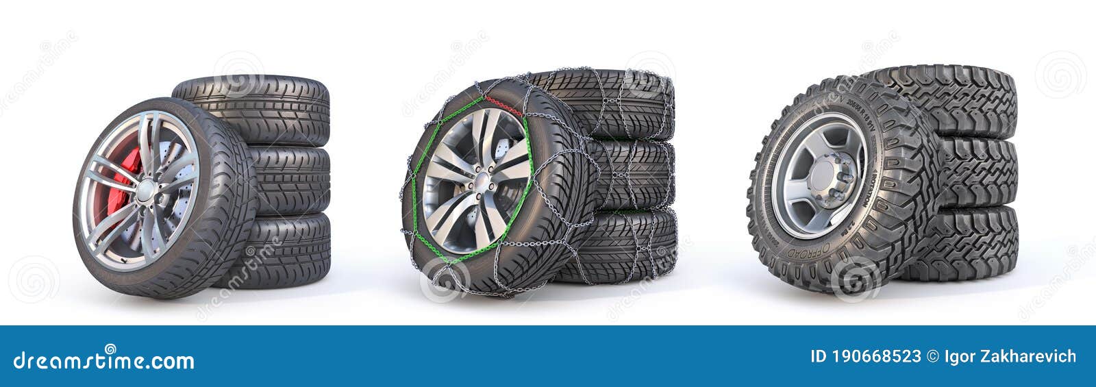 Set of Different Tires on a White Background Stock Illustration ...