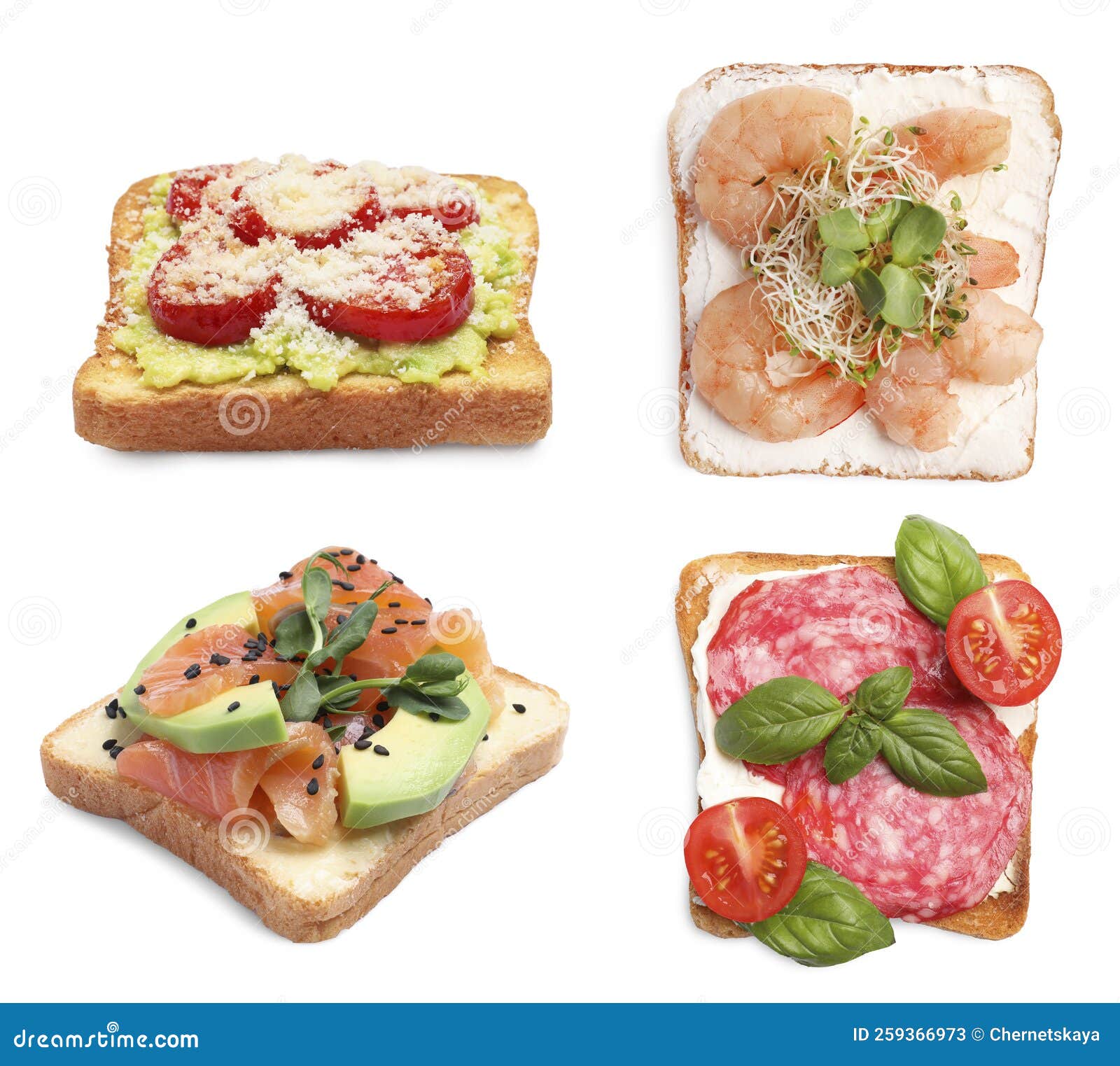 Set Of Different Toasts On White Background, Top View. Banner Design ...