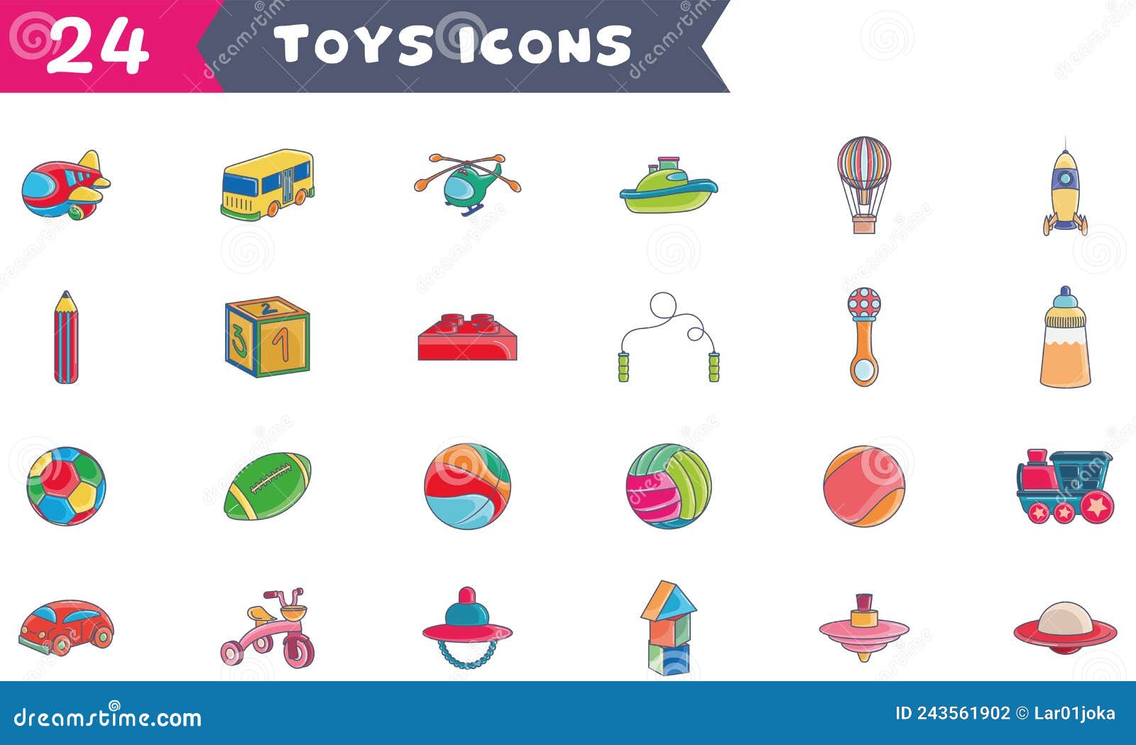 Set of Different Toy Icons Vector Stock Vector - Illustration of symbol ...