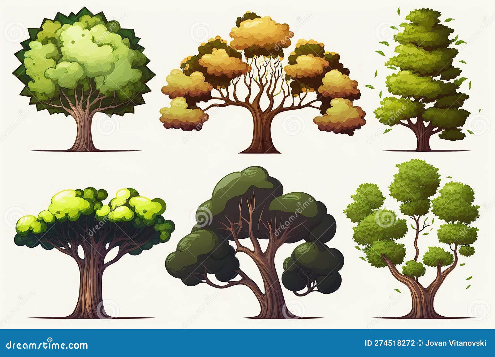 Set of Different Tree Design Created by Generative AI Stock ...