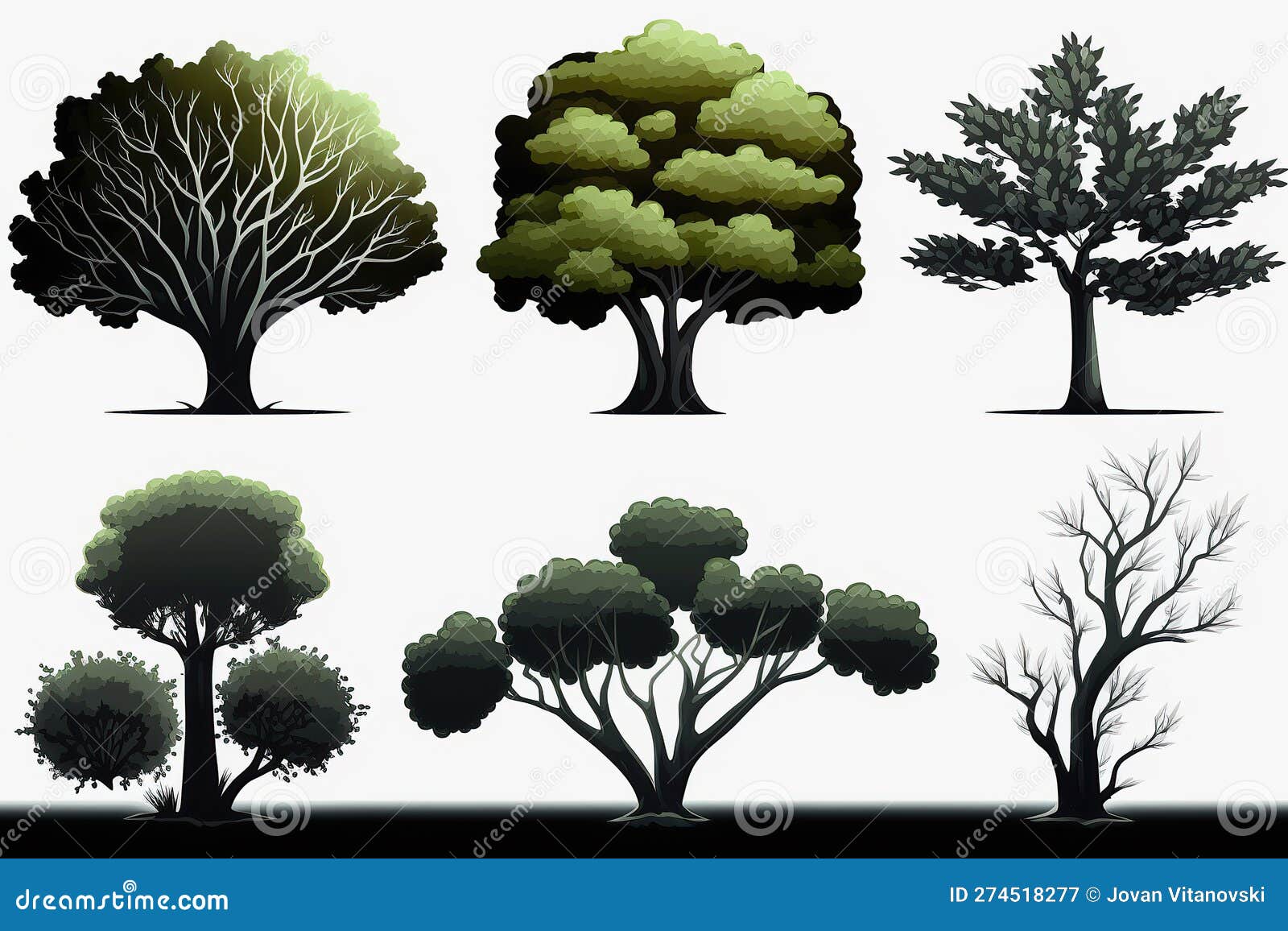 Set of Different Tree Design Created by Generative AI Stock ...