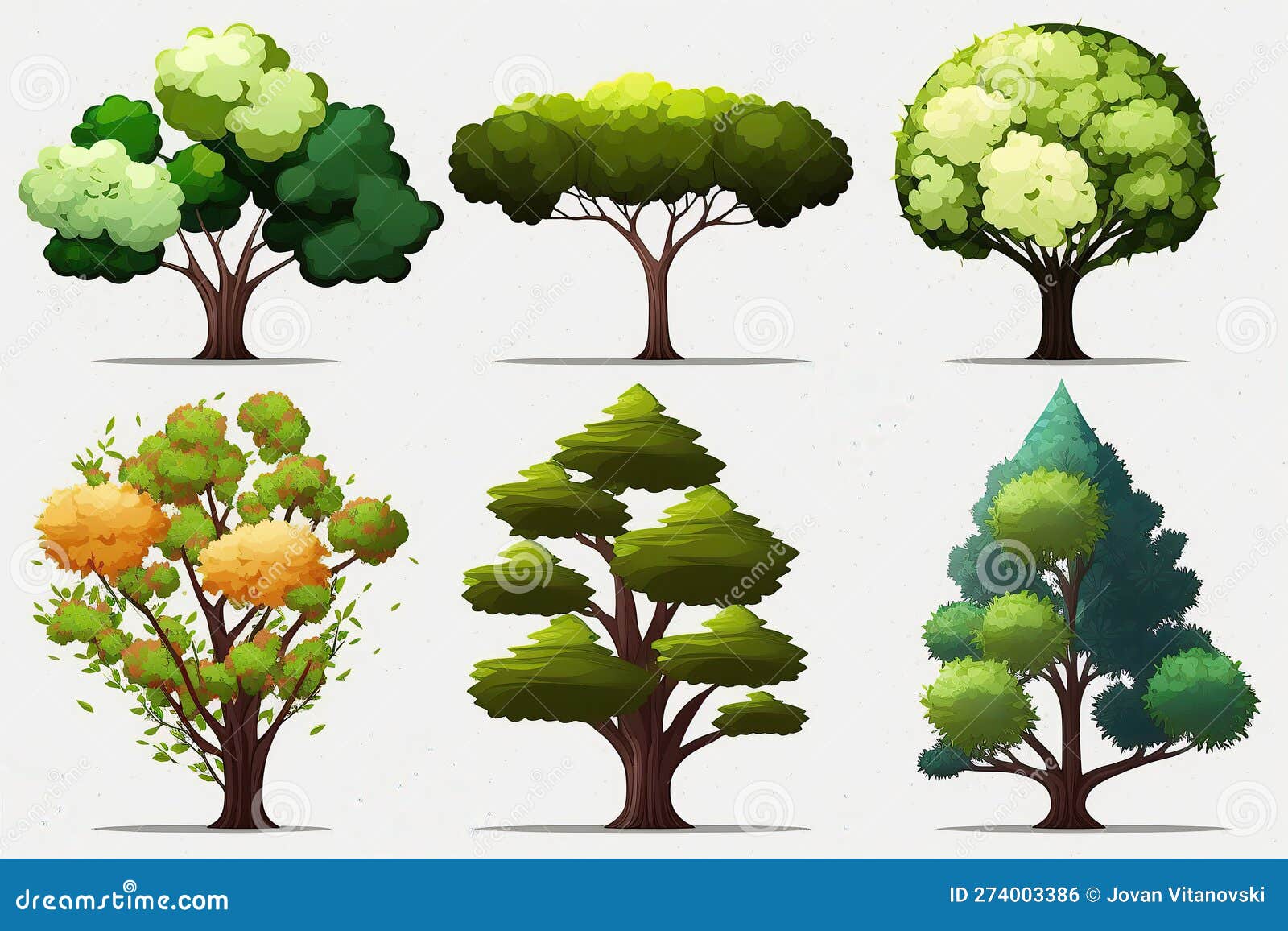Set of Different Tree Design Created by Generative AI Stock ...