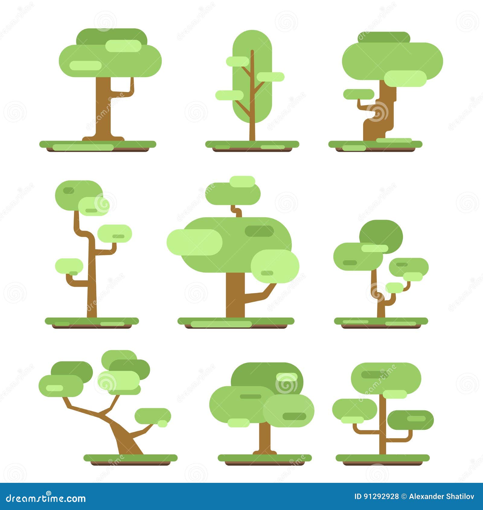 Set of Different Trees. Sprites for the Game. Vector Flat Forests ...