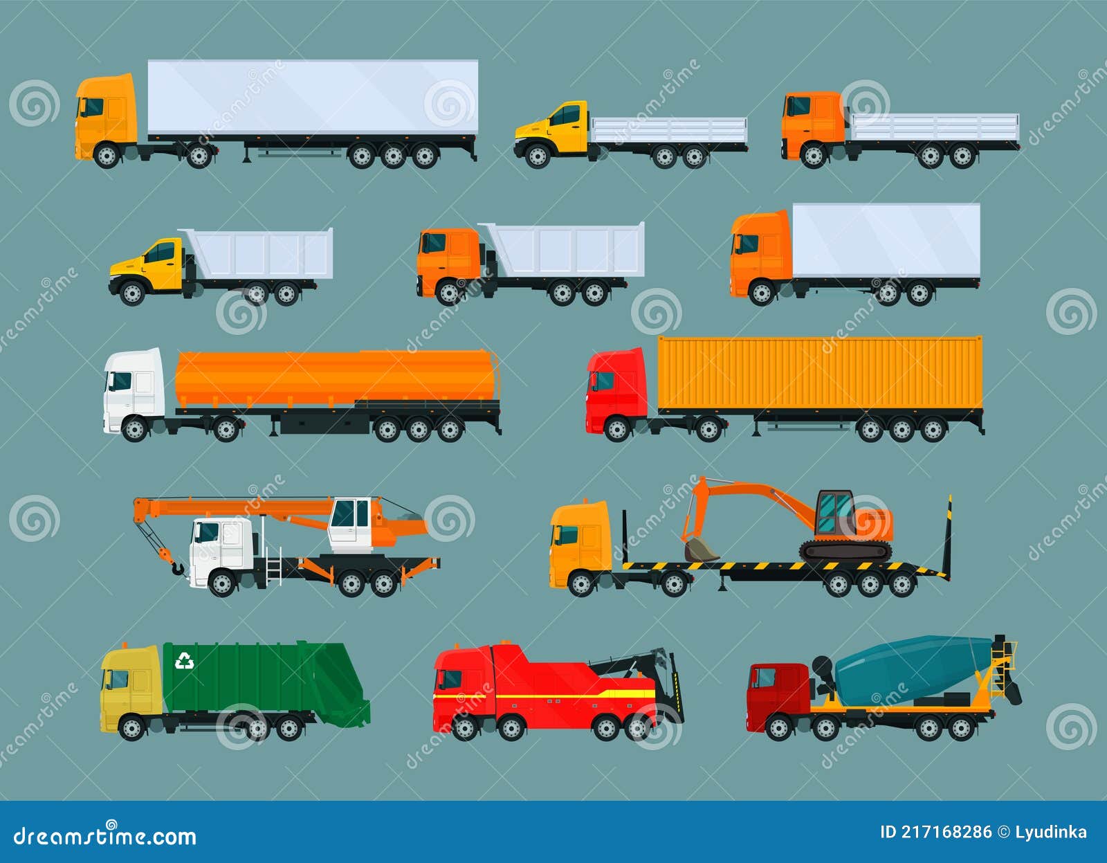Set Of Different Trucks And Van. Truck Bodies Cartoon Vector ...