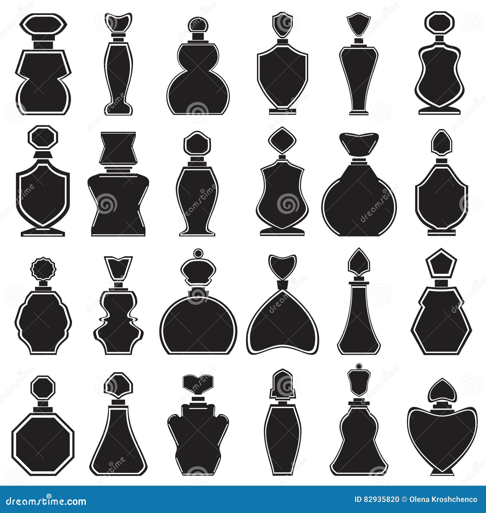 Set of Different Type of Perfume Bottles Stock Vector - Illustration of ...