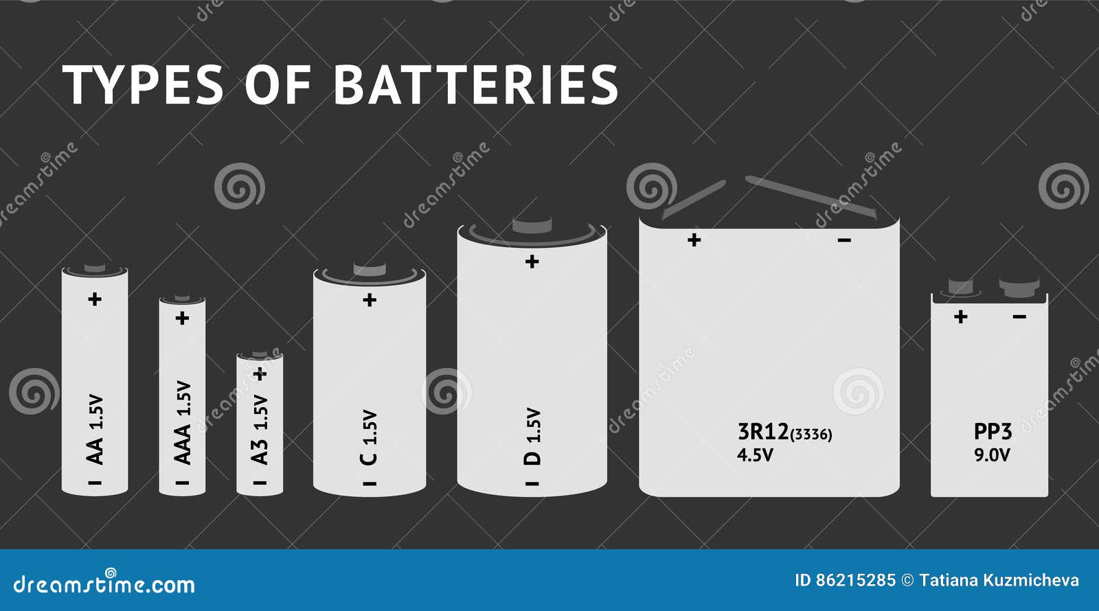 Set with Different Types of Batteries. Vector Stock Vector ...