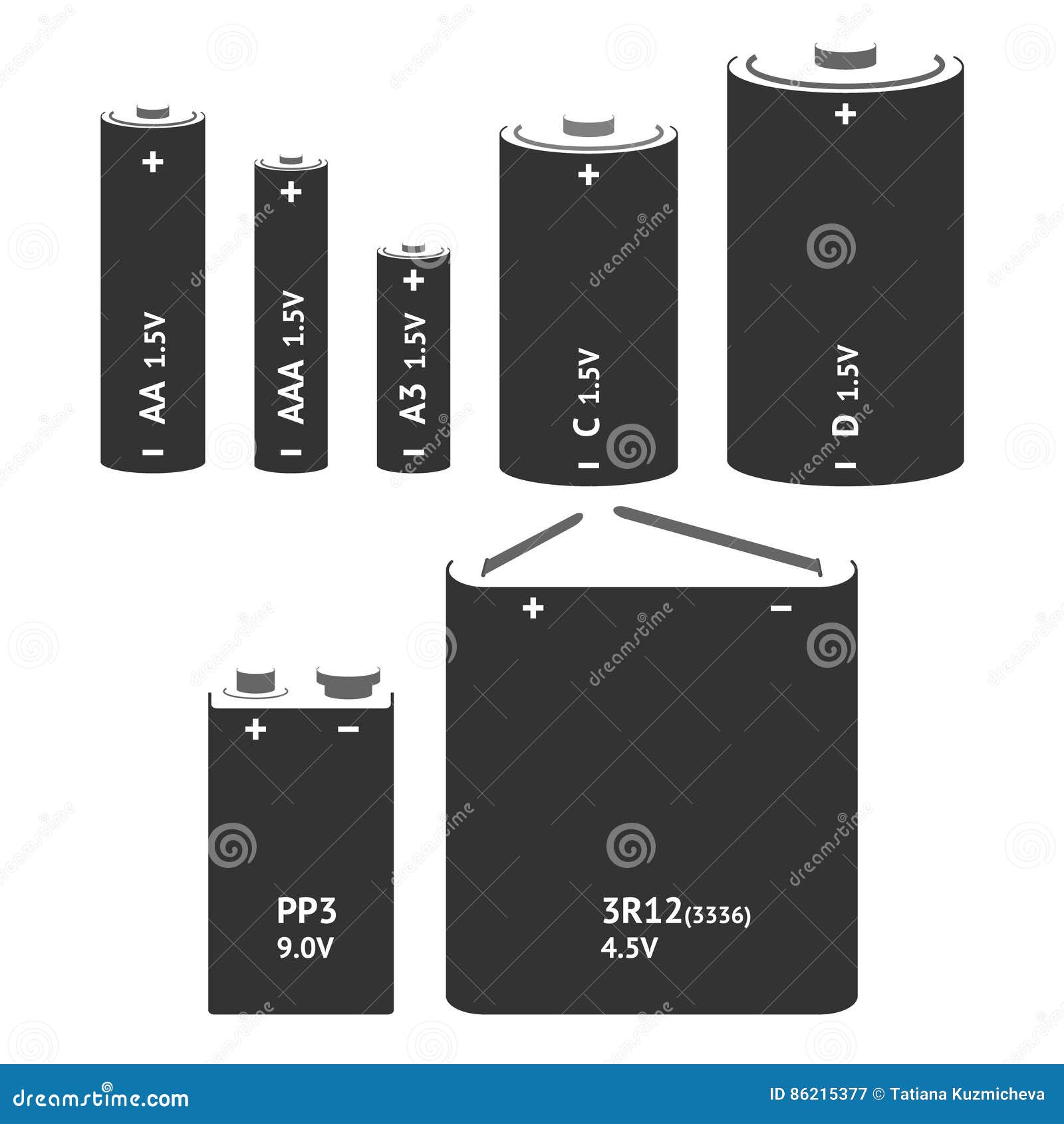 Set with Different Types of Batteries. Vector Stock Vector ...