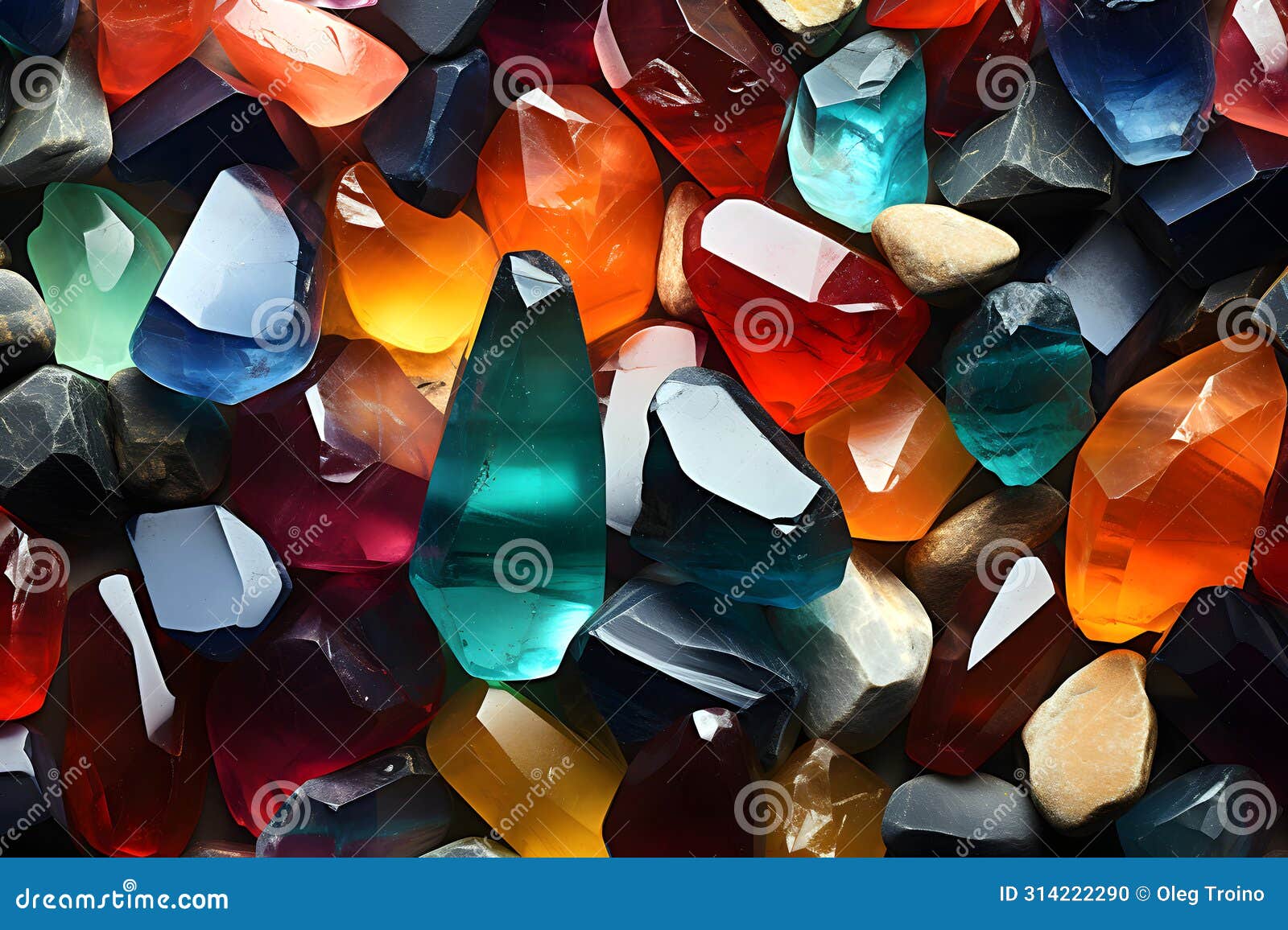 Set of Different Types of Colored Precious Smooth Stones and Crystals ...