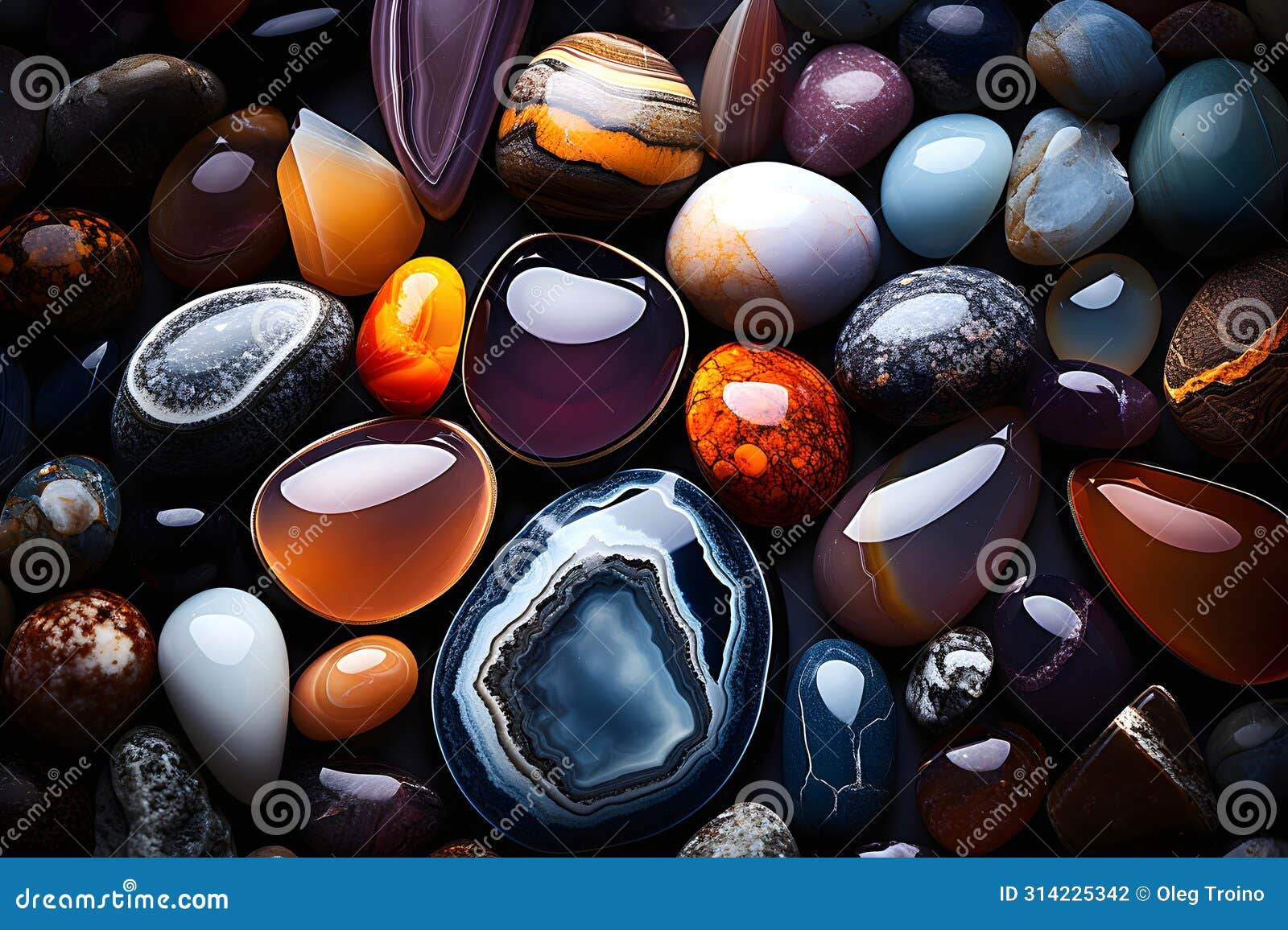 Set of Different Types of Colored Precious Smooth Stones and Crystals ...