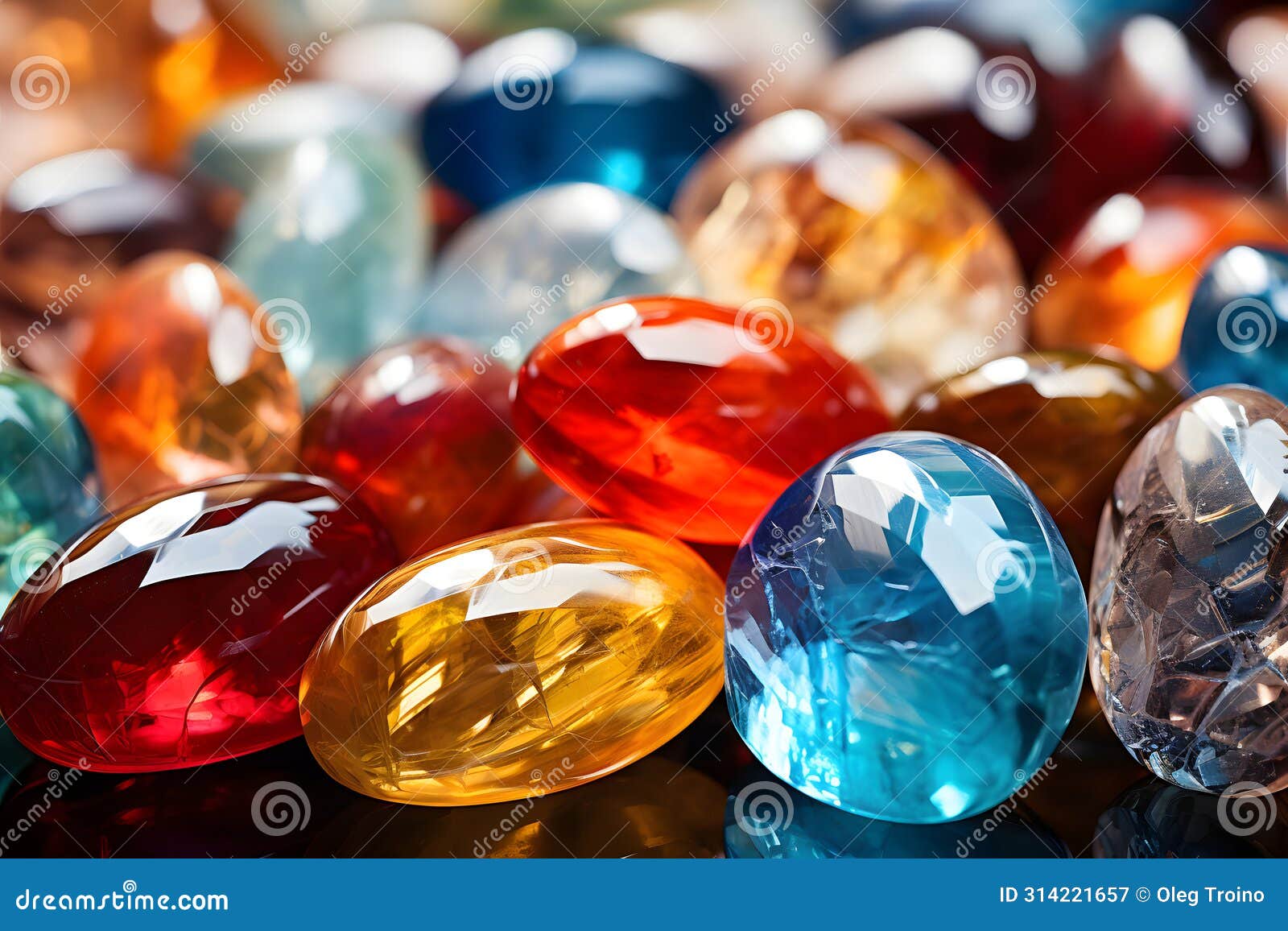 Set of Different Types of Colored Precious Smooth Stones. Geology and ...