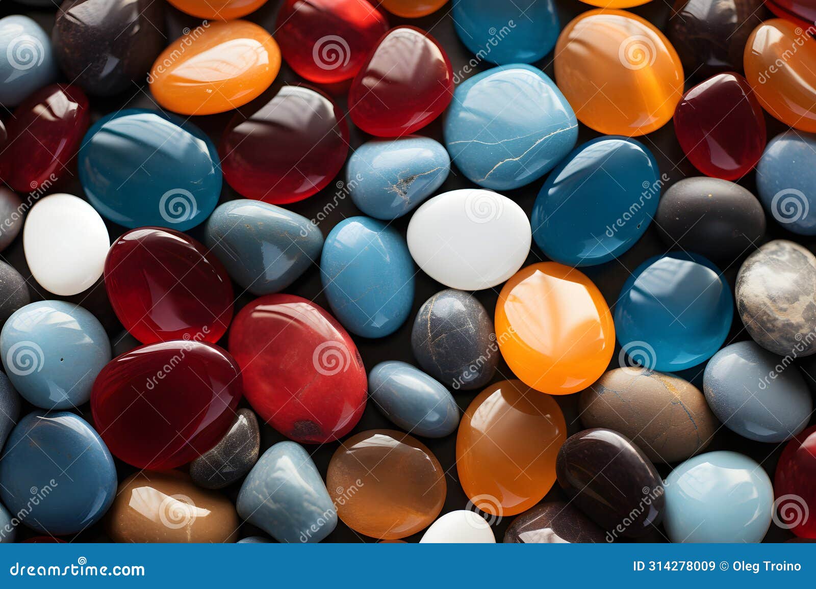Set of Different Types of Colored Precious Smooth Stones. Geology and ...