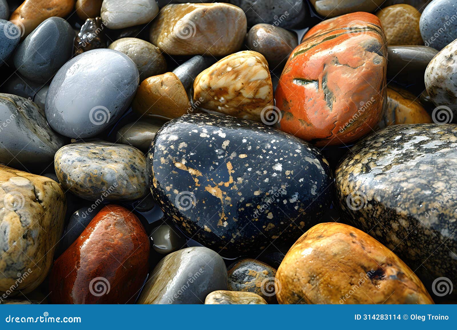 Set of Different Types of Colored Precious Smooth Stones. Geology and ...