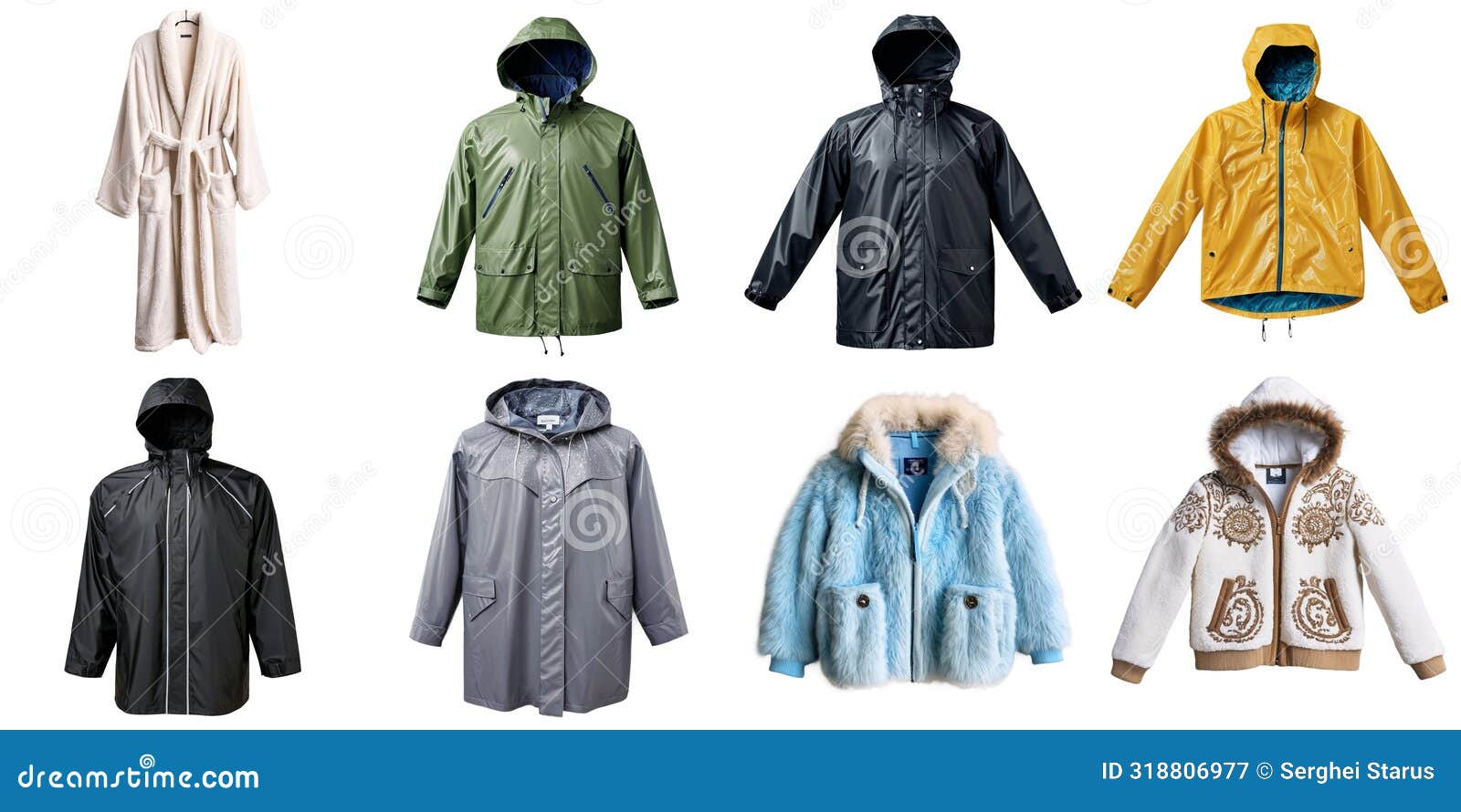 A Set of Different Types and Colors of Jackets, PNG with Transparent ...