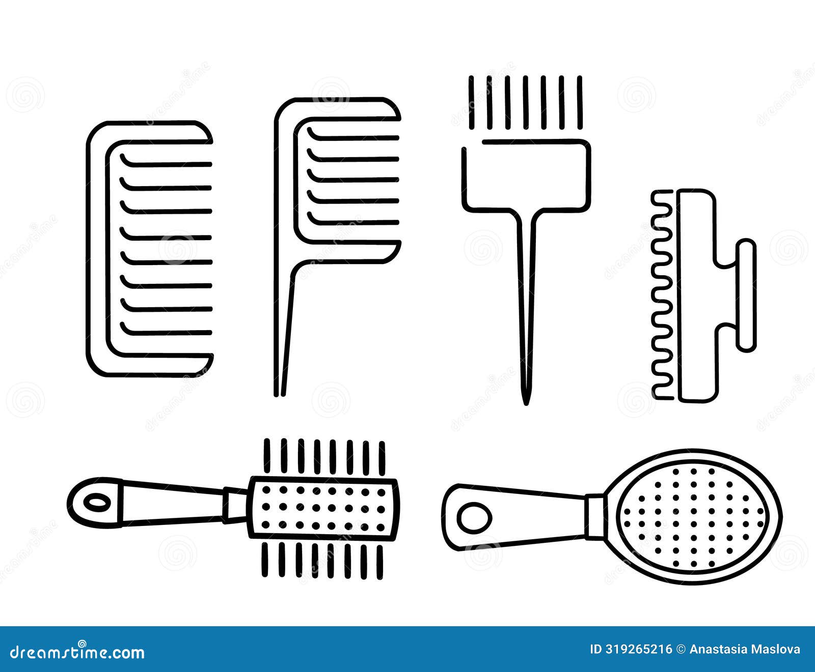 Set of Different Types of Comb Icons Vector Illustration Isolated on ...