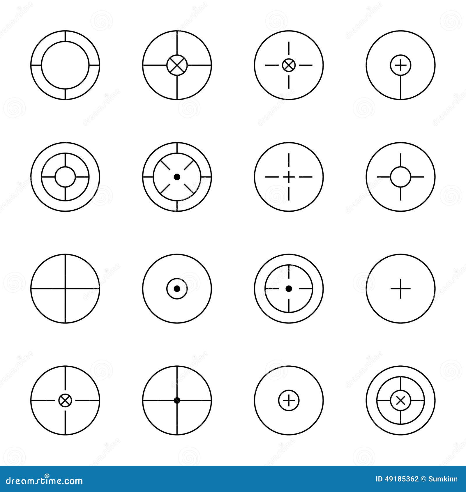 Set of Different Types Crosshair Stock Vector - Illustration of ...