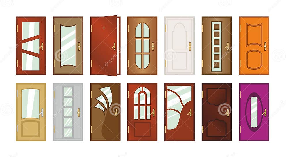 Set of Different Types of Doors. Stock Illustration - Illustration of ...