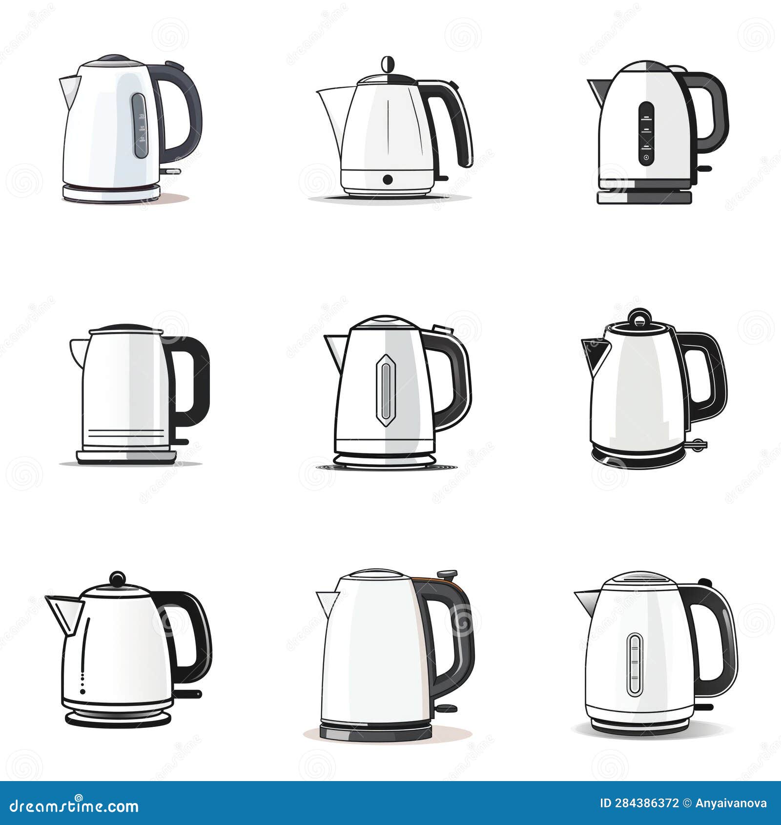 A Set of Different Types of Electric Kettles. Generative AI Image ...
