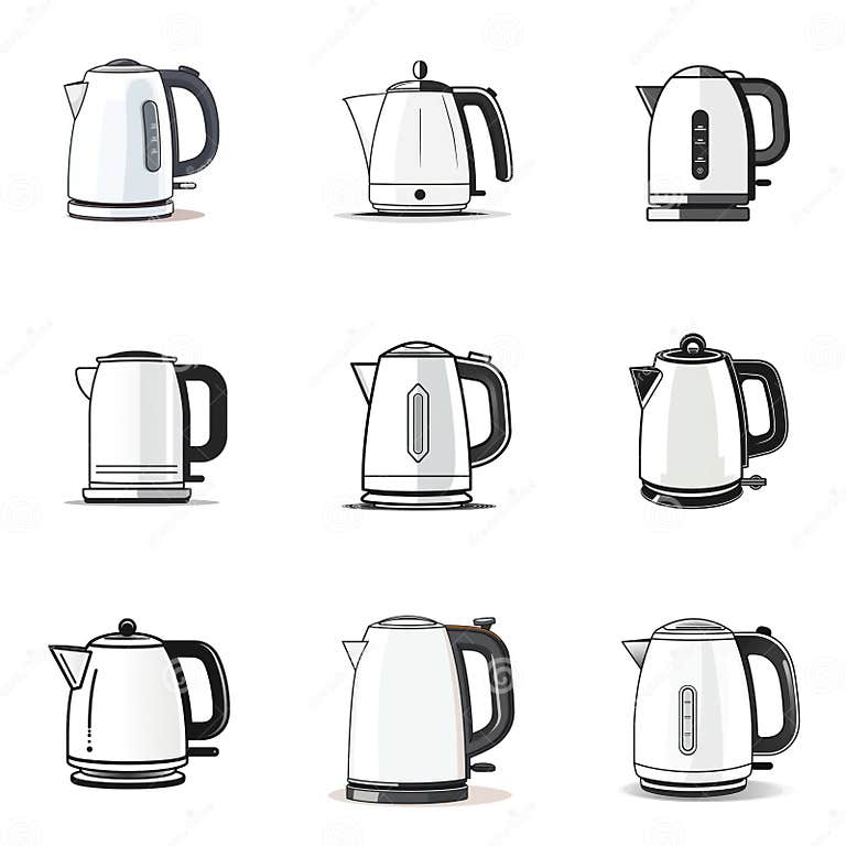 A Set of Different Types of Electric Kettles. Generative AI Image ...