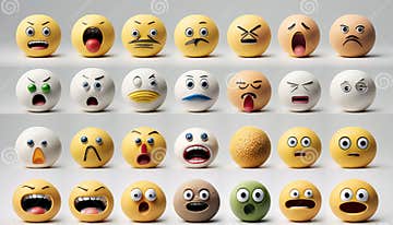 A Set of Different Types of Emojis in 3D, AI Stock Illustration ...