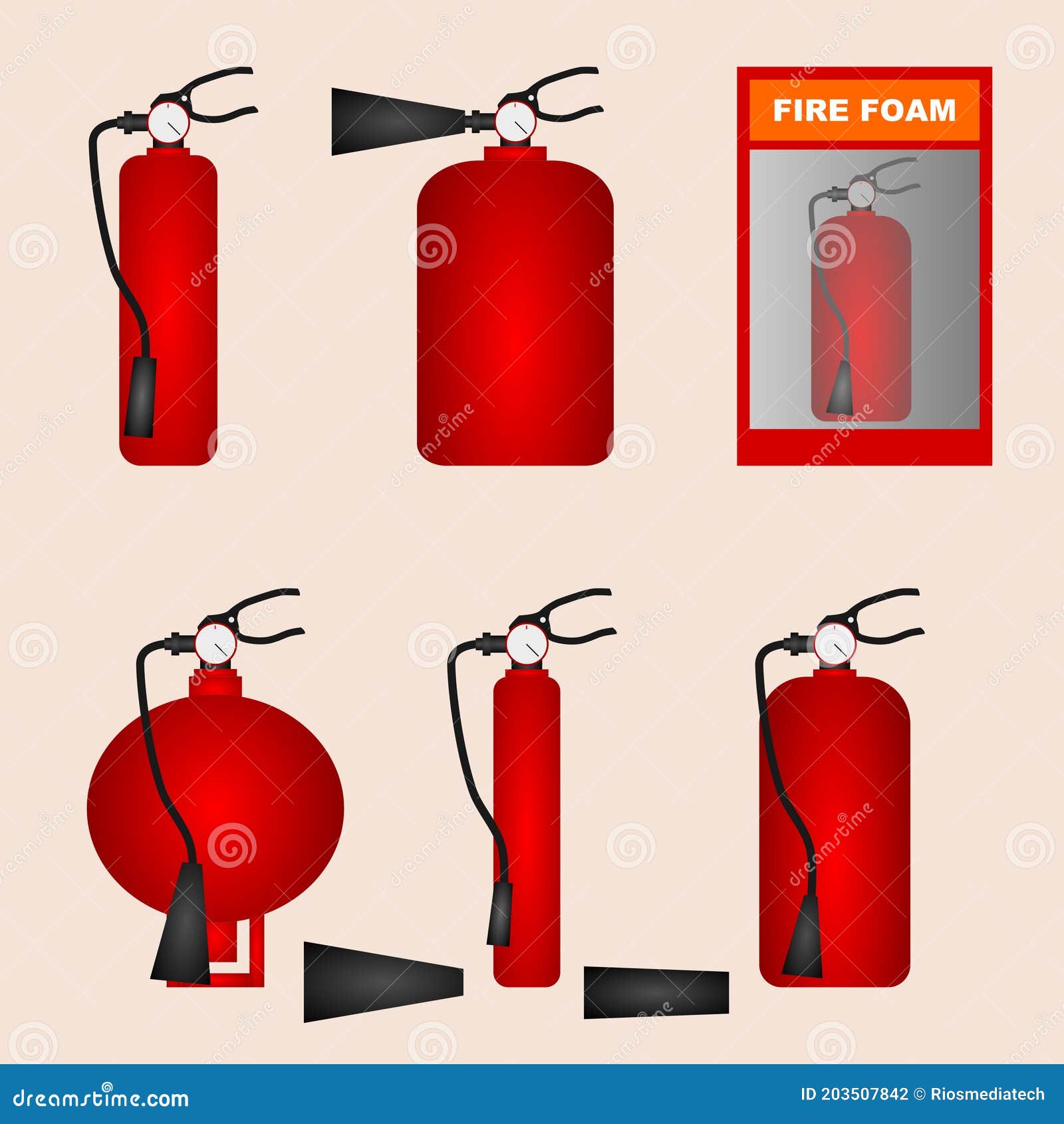 Fire Extinguishers Foam Set Icons Combination Box Stock Vector ...