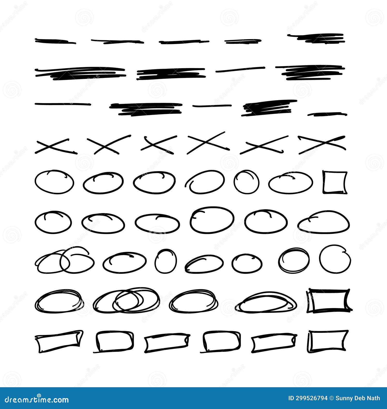 Different Types of Highlighter Design Elements Include Underline, Cross ...