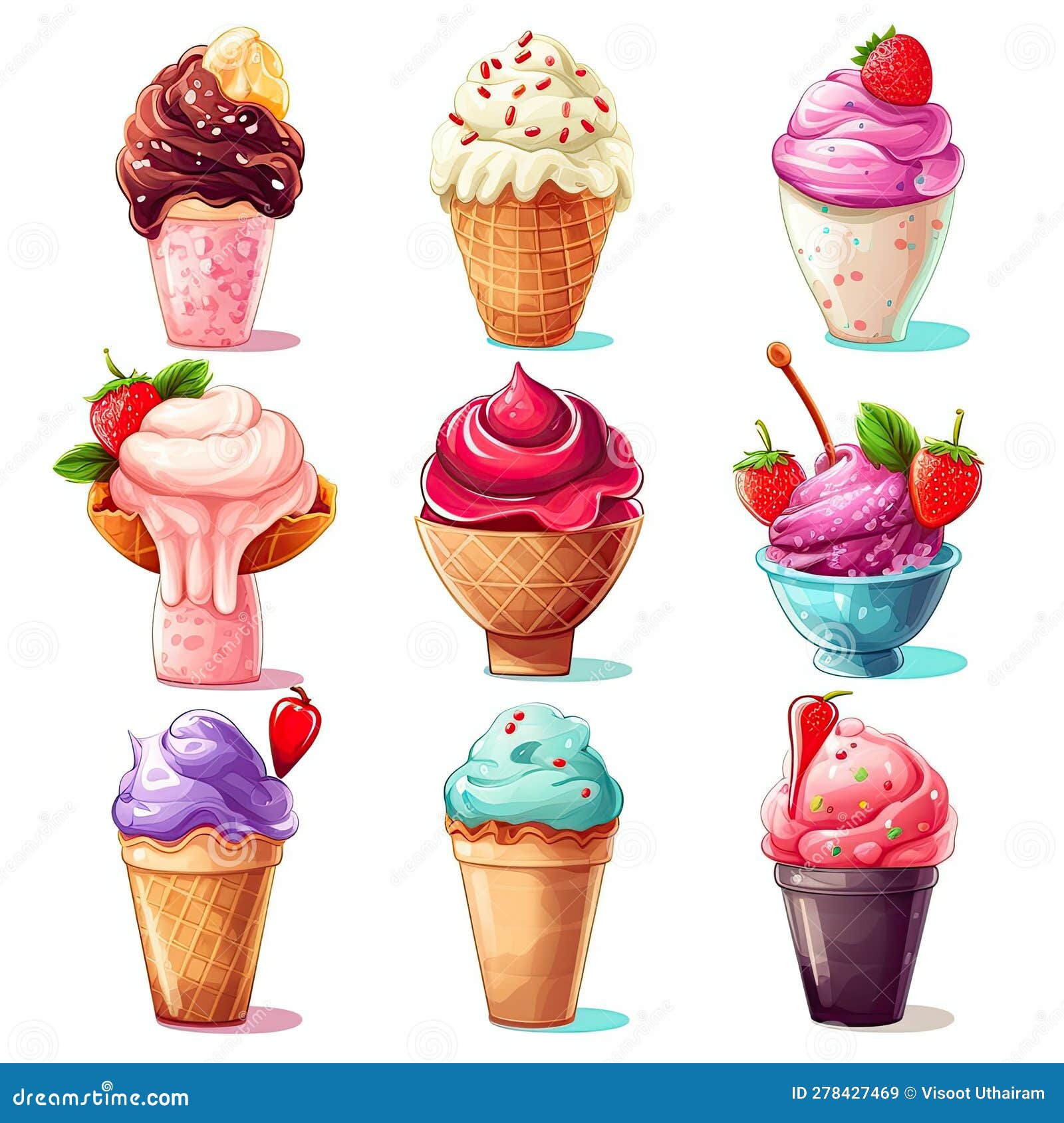 Set of Different Types of Ice Cream,Ice Cream Cone,AI Generated Stock ... Set of Different Types of Ice Cream,Ice Cream Cone,AI Generated Stock ...
