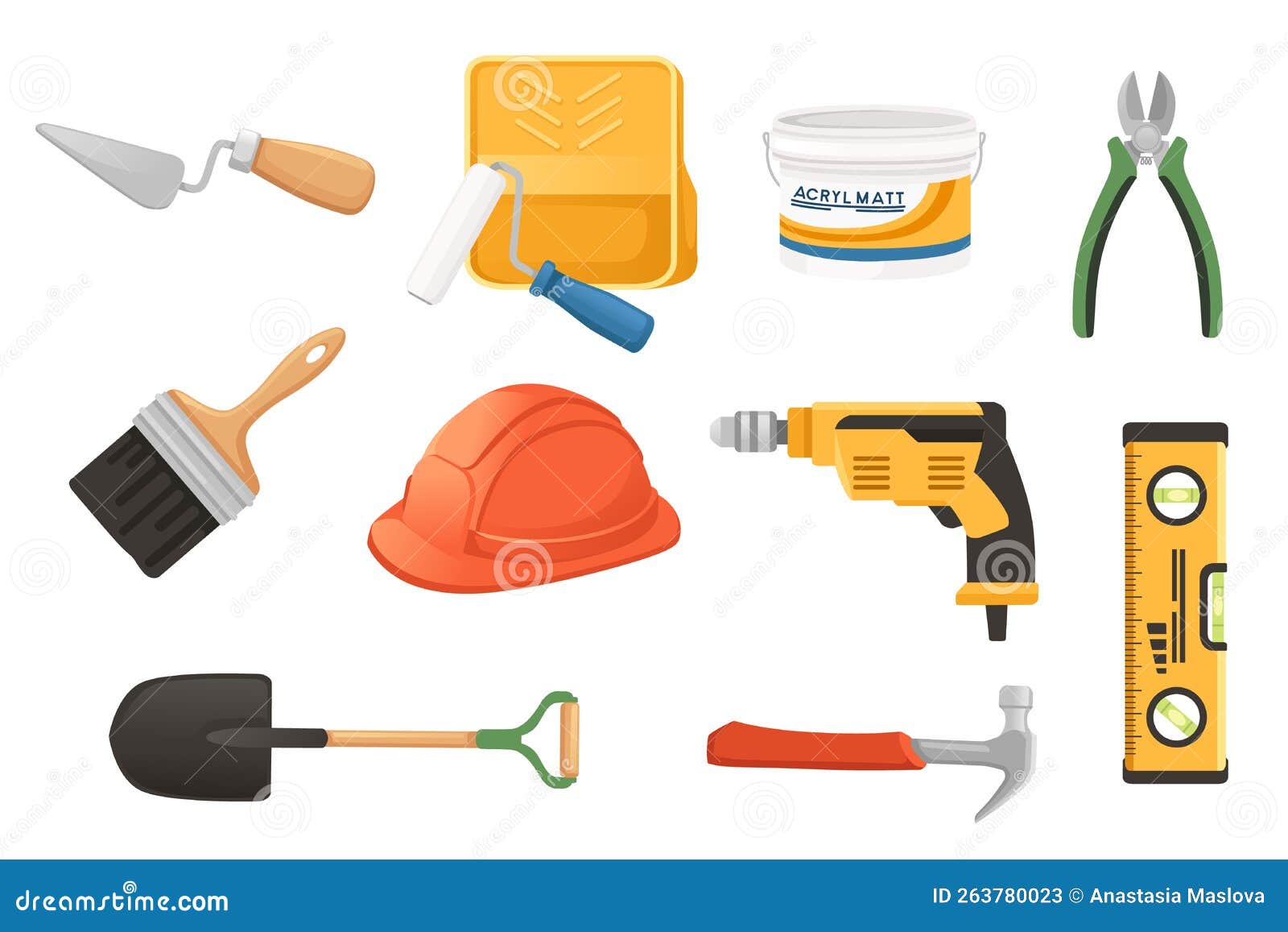 Set of Different Types of Instruments for Professional Work Vector ...