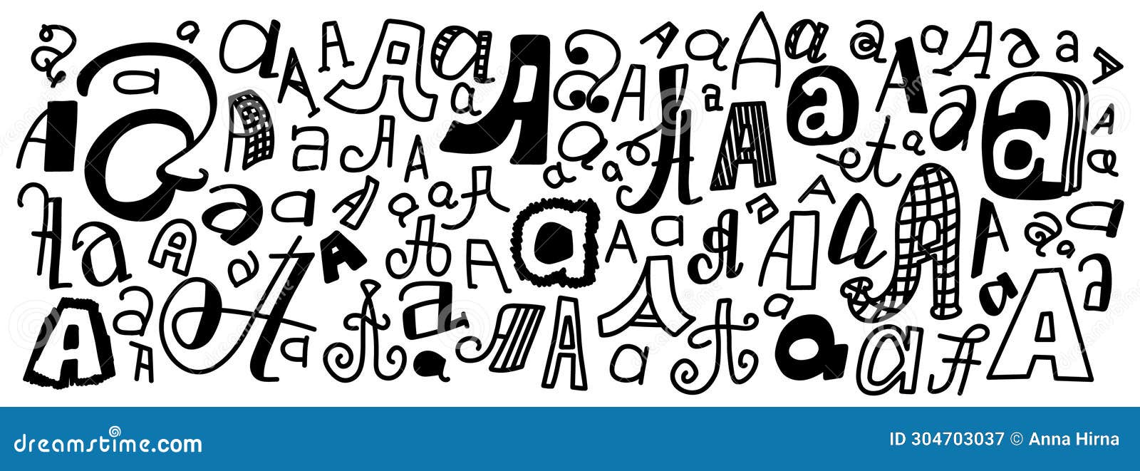 Set of Different Types of Letter a in Doodles Style Stock Illustration ...