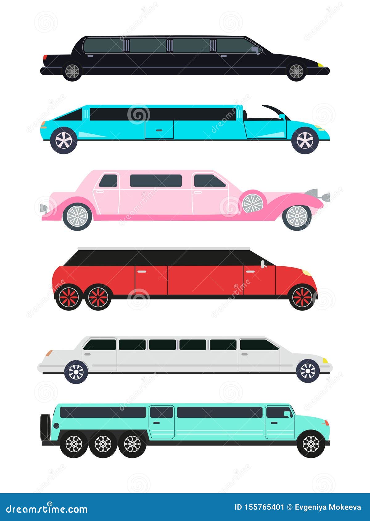 Set Of Different Types Of Limousines Stock Illustration | CartoonDealer ...