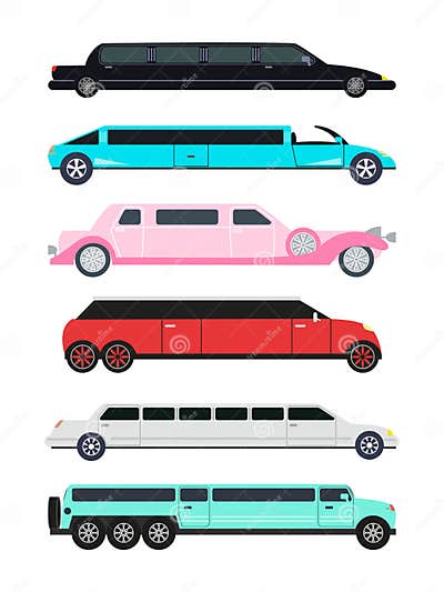 Set of Different Types of Limousines Stock Illustration - Illustration ...