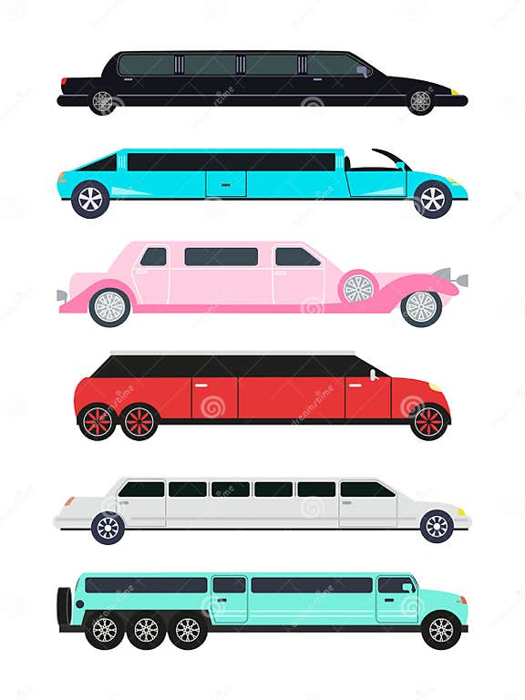 Set of Different Types of Limousines Stock Illustration - Illustration ...