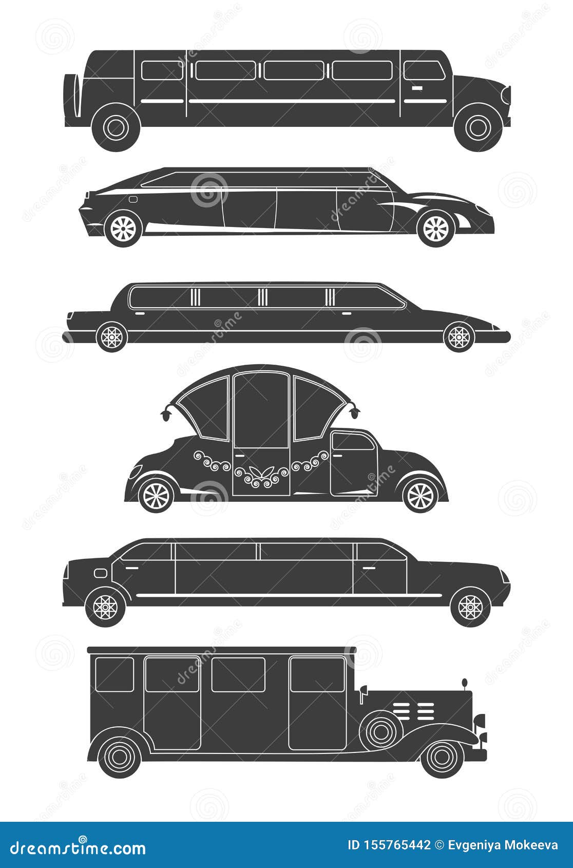 Set of Different Types of Limousines Stock Illustration - Illustration ...