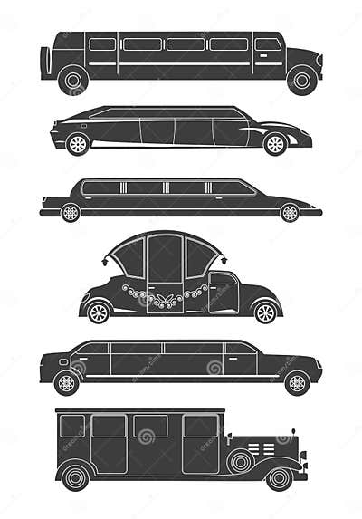 Set of Different Types of Limousines Stock Illustration - Illustration ...