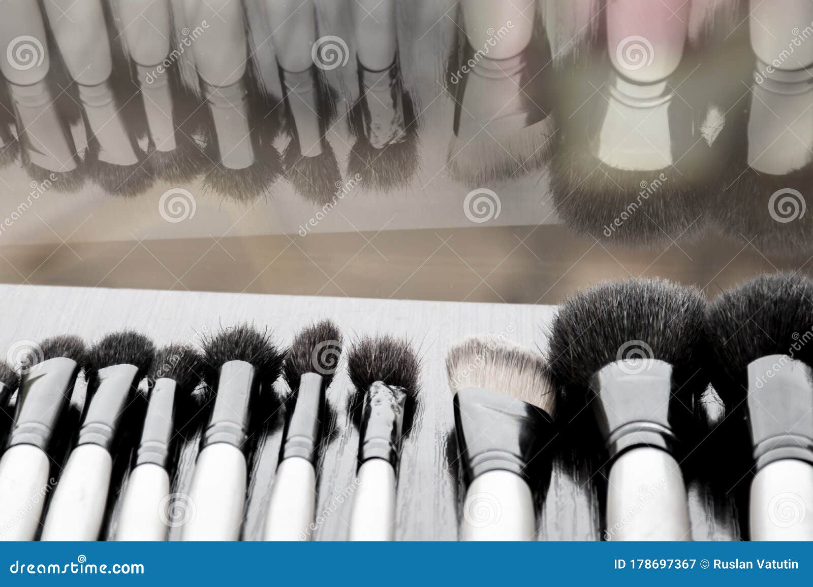 Cosmetology, a Set of Makeup Brushes. Stock Image - Image of artist ...