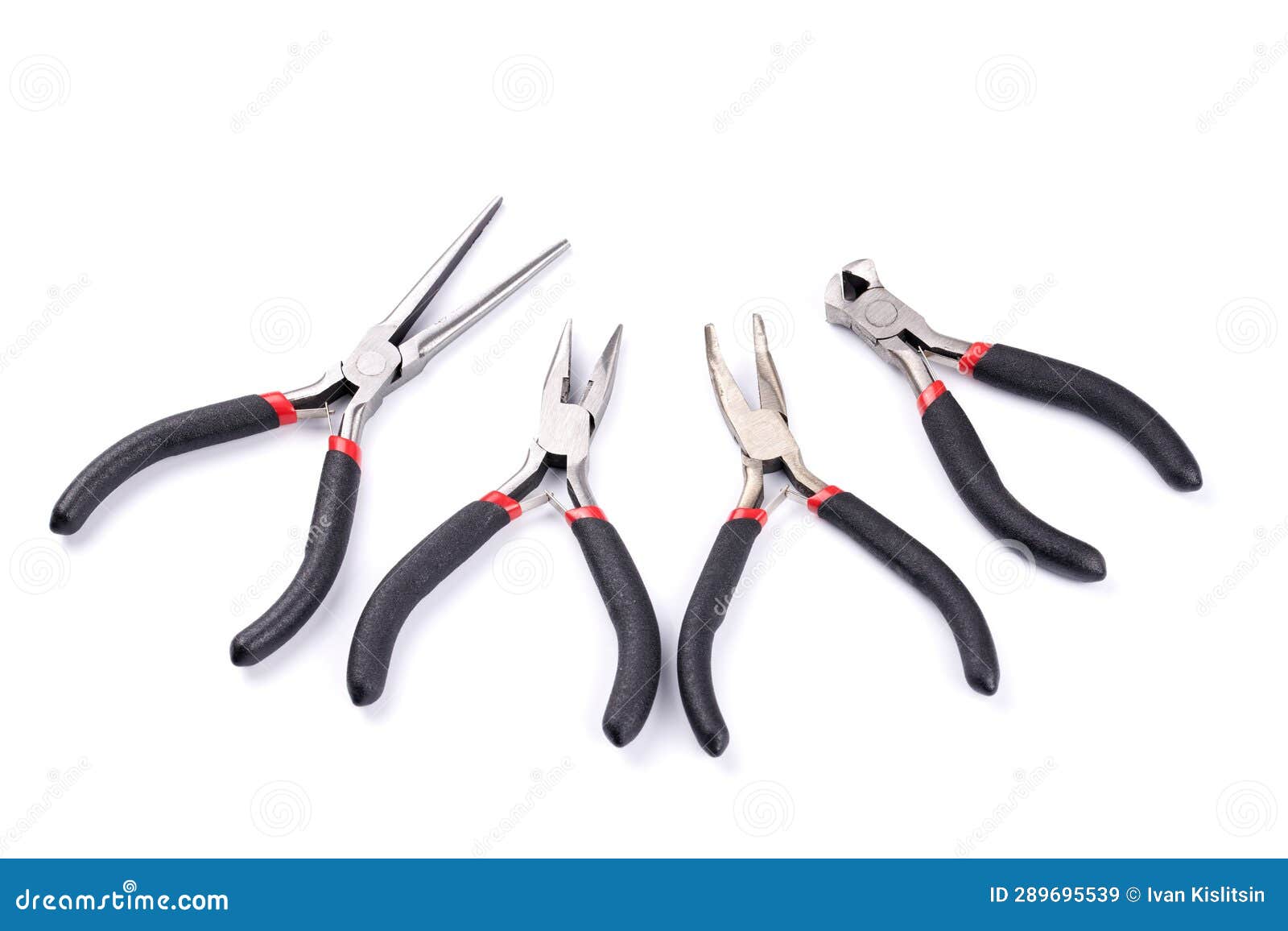 Set of Different Types of Pliers and Side Cutters Isolated on White ...