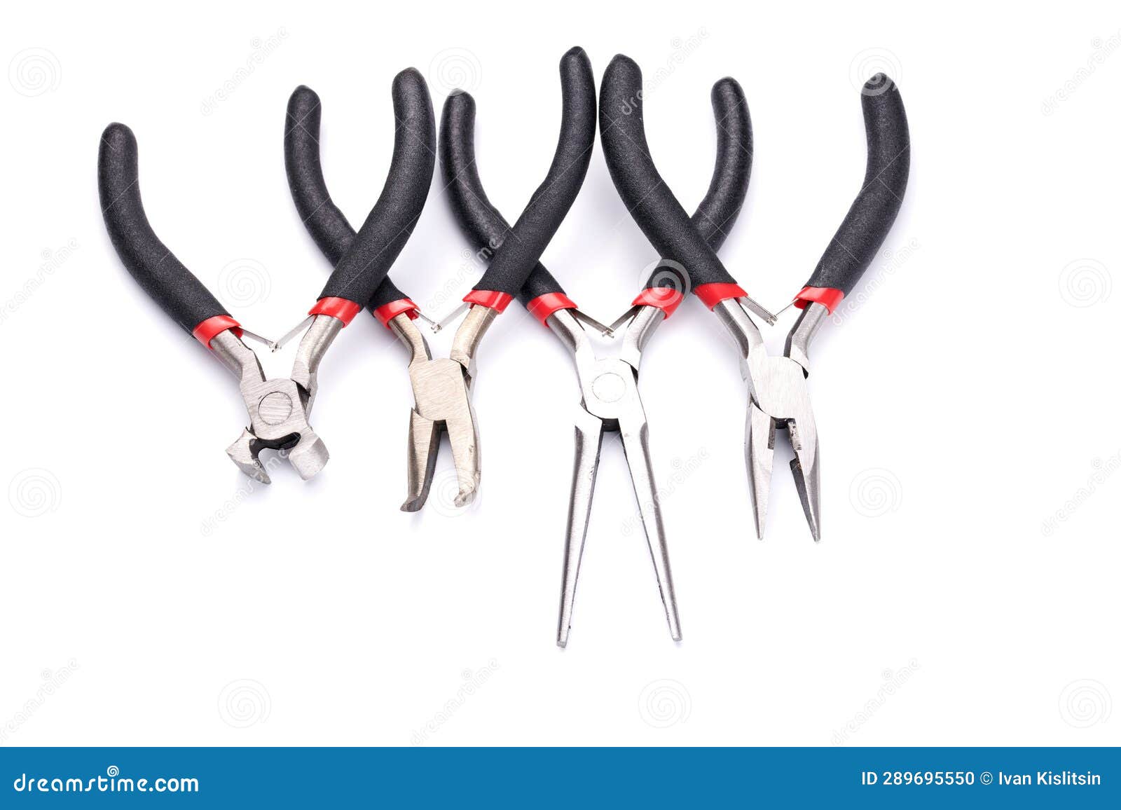 Set of Different Types of Pliers and Side Cutters Isolated on White ...