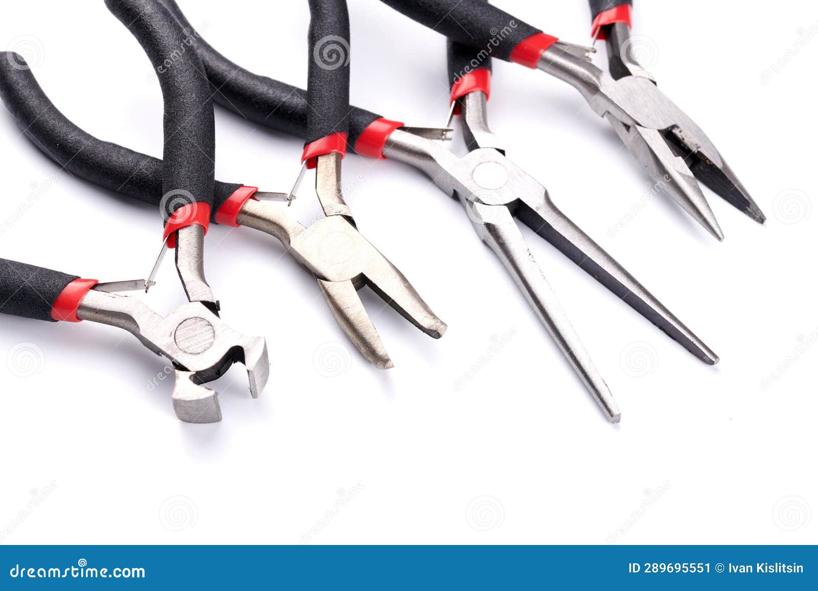 Set of Different Types of Pliers and Side Cutters Isolated on White ...