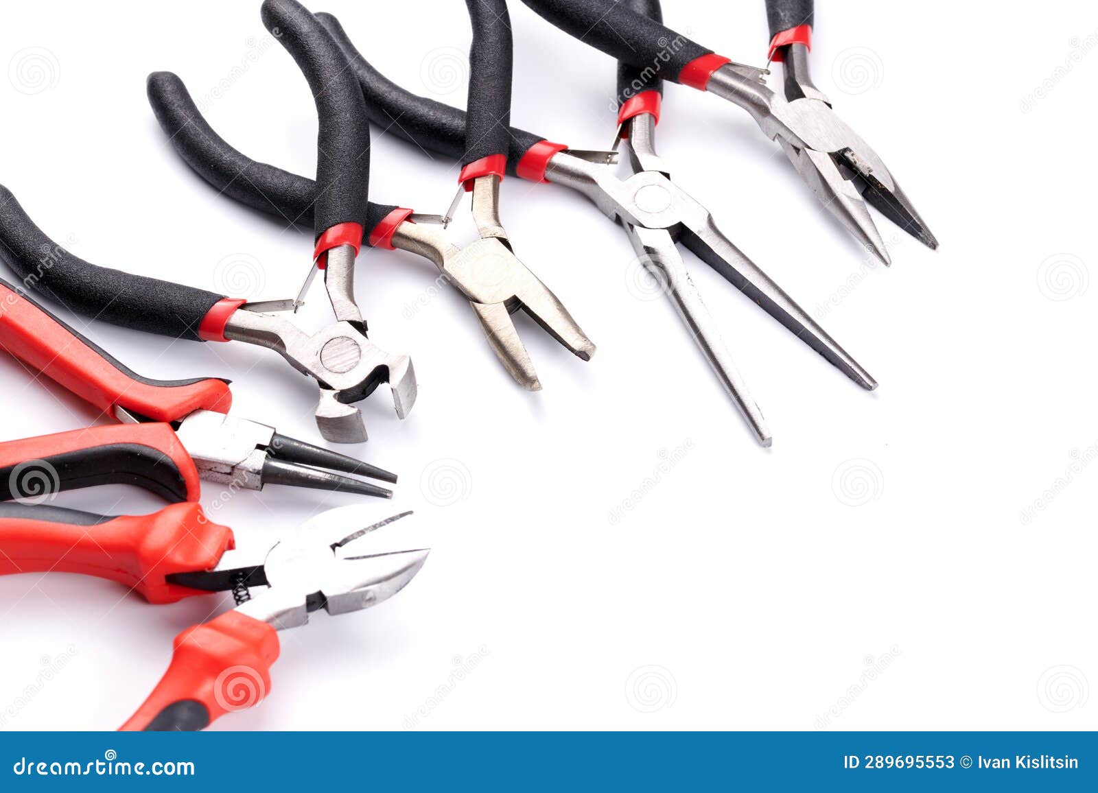 Set of Different Types of Pliers and Side Cutters Isolated on White ...