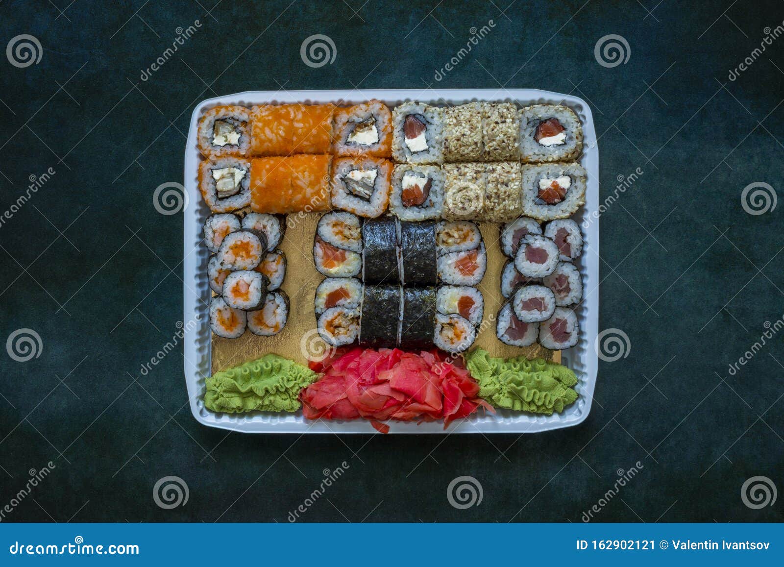 Set of Different Types of Roll with Wasabi Sauce and Ginger Stock Image ...