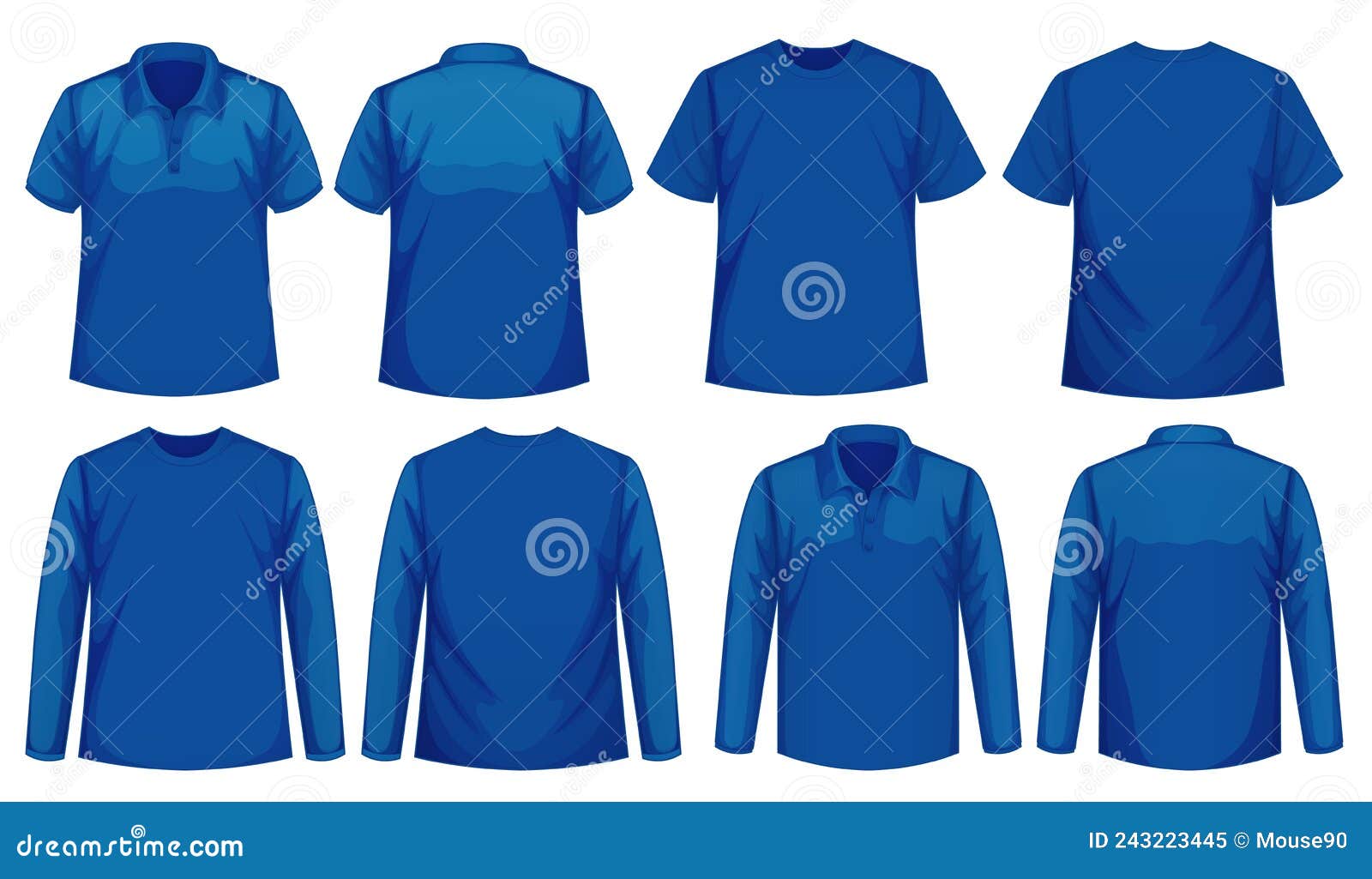 Set of Different Types of Shirt in Same Color Stock Vector ...