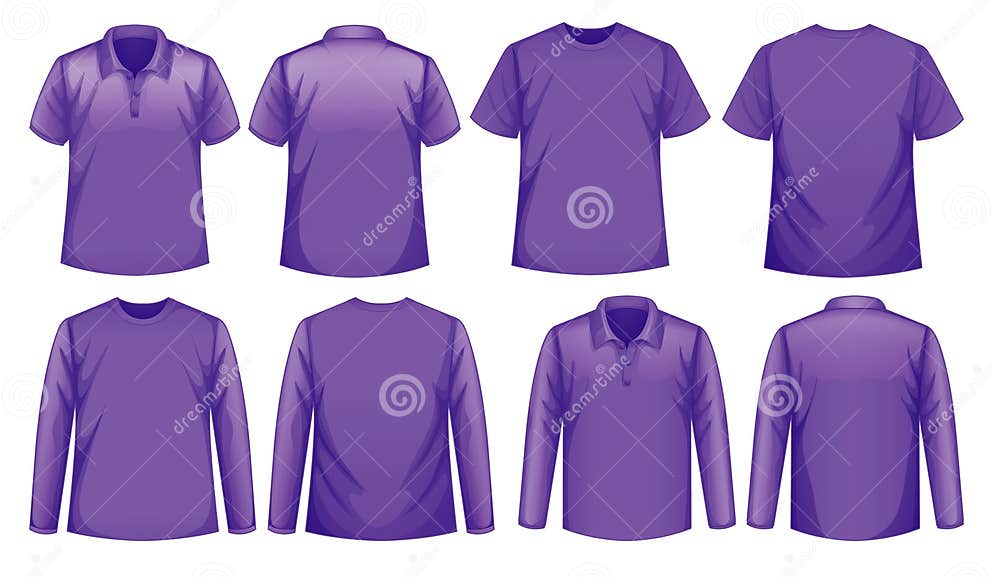 Set of Different Types of Shirt in Same Color Stock Illustration ...