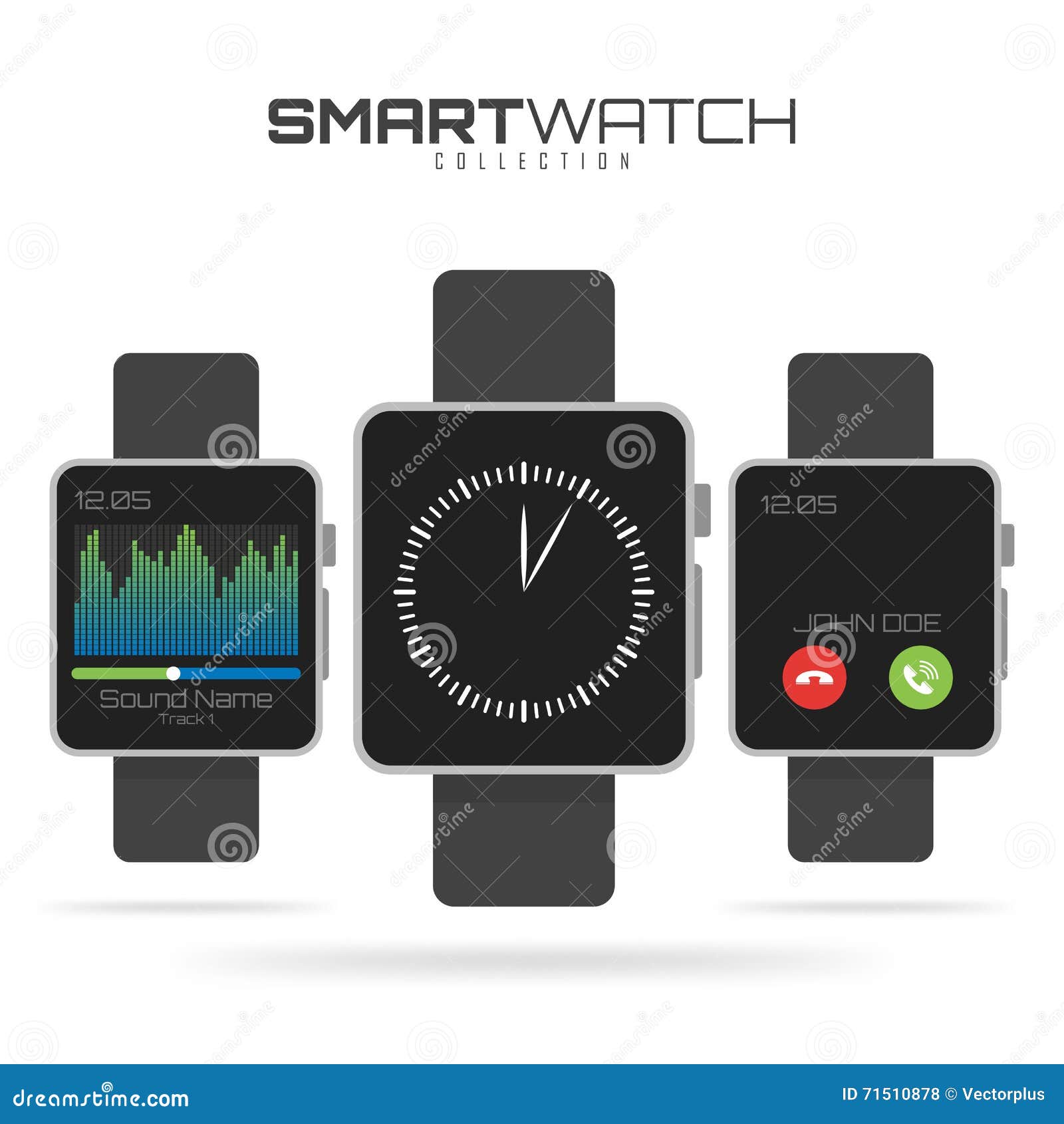 Set of Different Types of Smart Watches. on White Background for Your ...