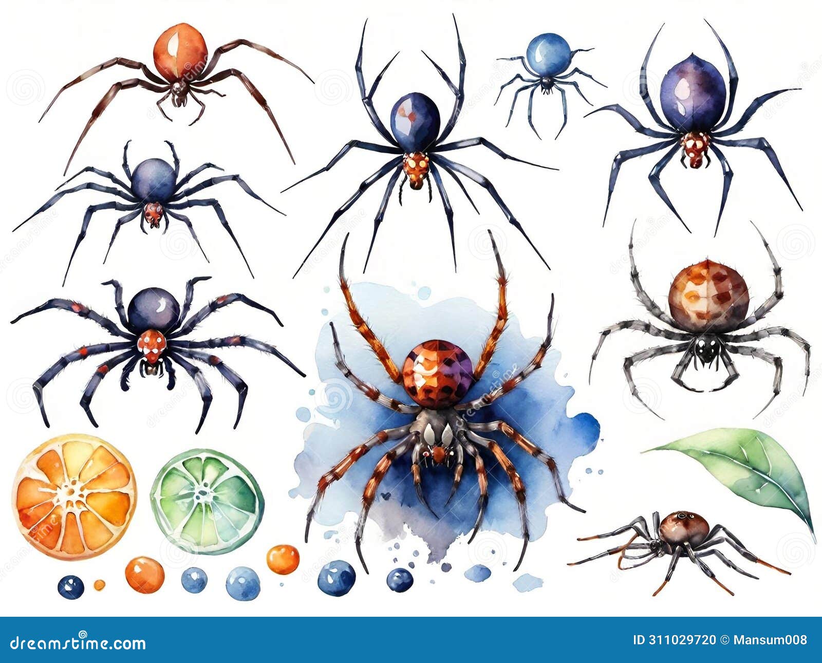 Set of Different Types of Spiders Stock Illustration - Illustration of ...