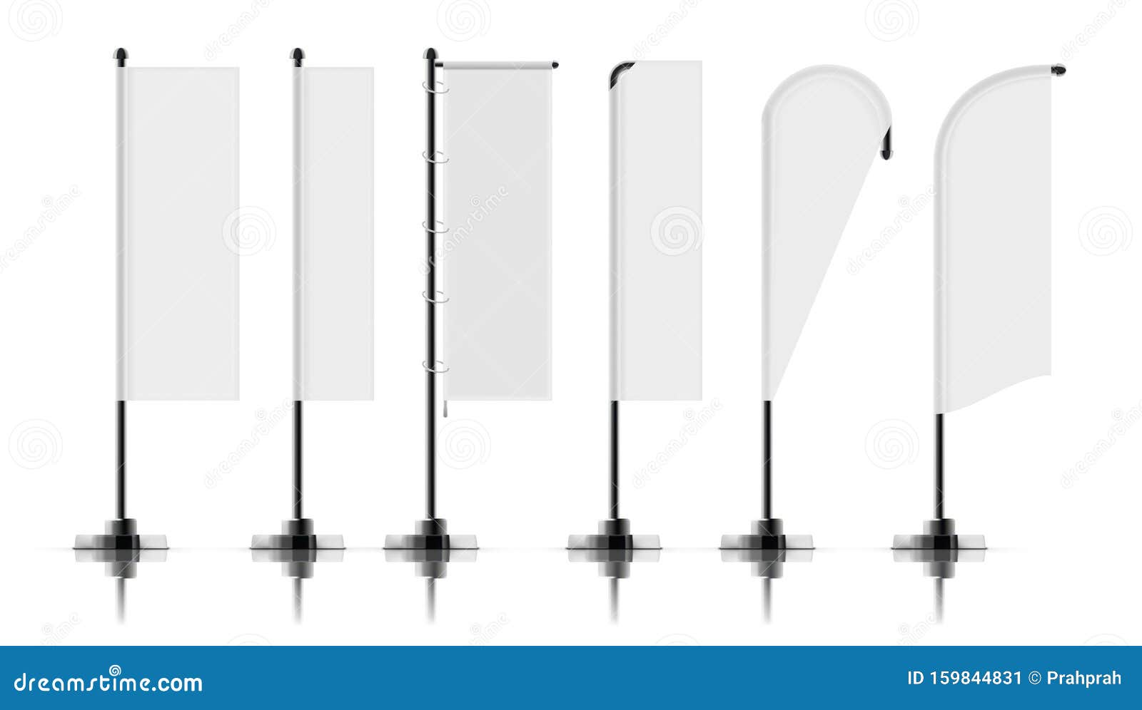 Set of Different Types of White Banner Flags Stock Vector ...